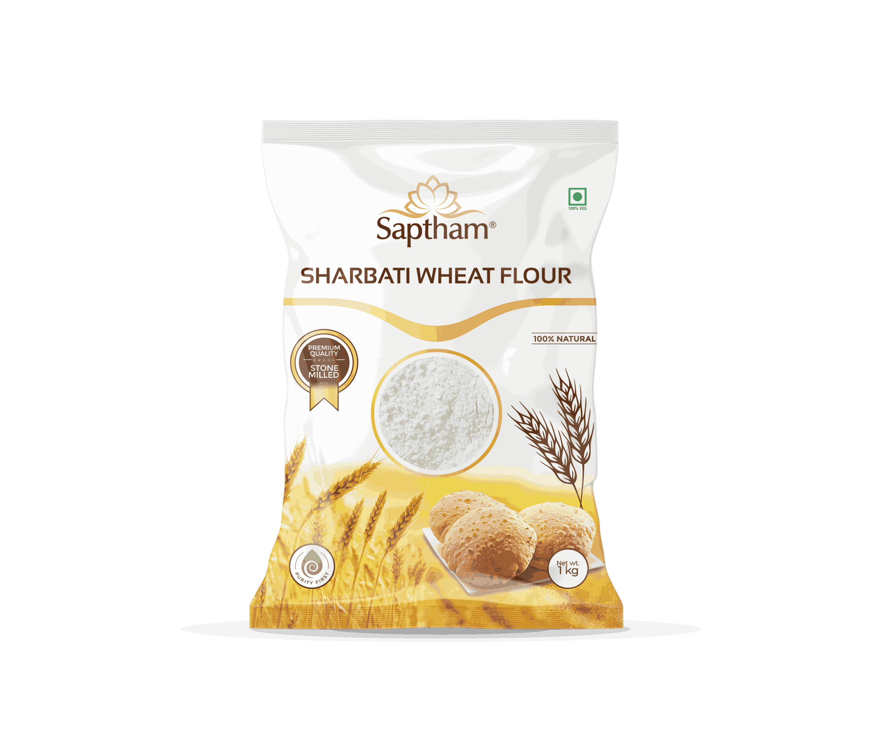 Buy Sharbati Wheat Flour Online - Best Quality at Saptham